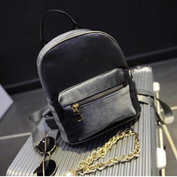 Bags | 15new Trendy Silver Mini Velvet Backpack | Poshmark
